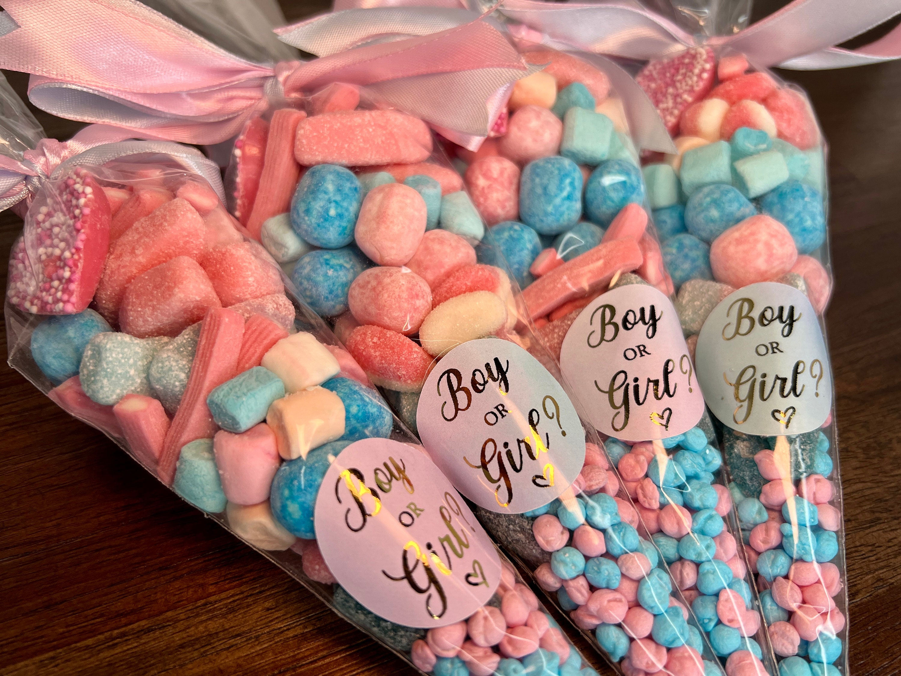 Gender Reveal Sweet Favours, Baby Shower Sweet Cones, Boy or Girl Sweet ...