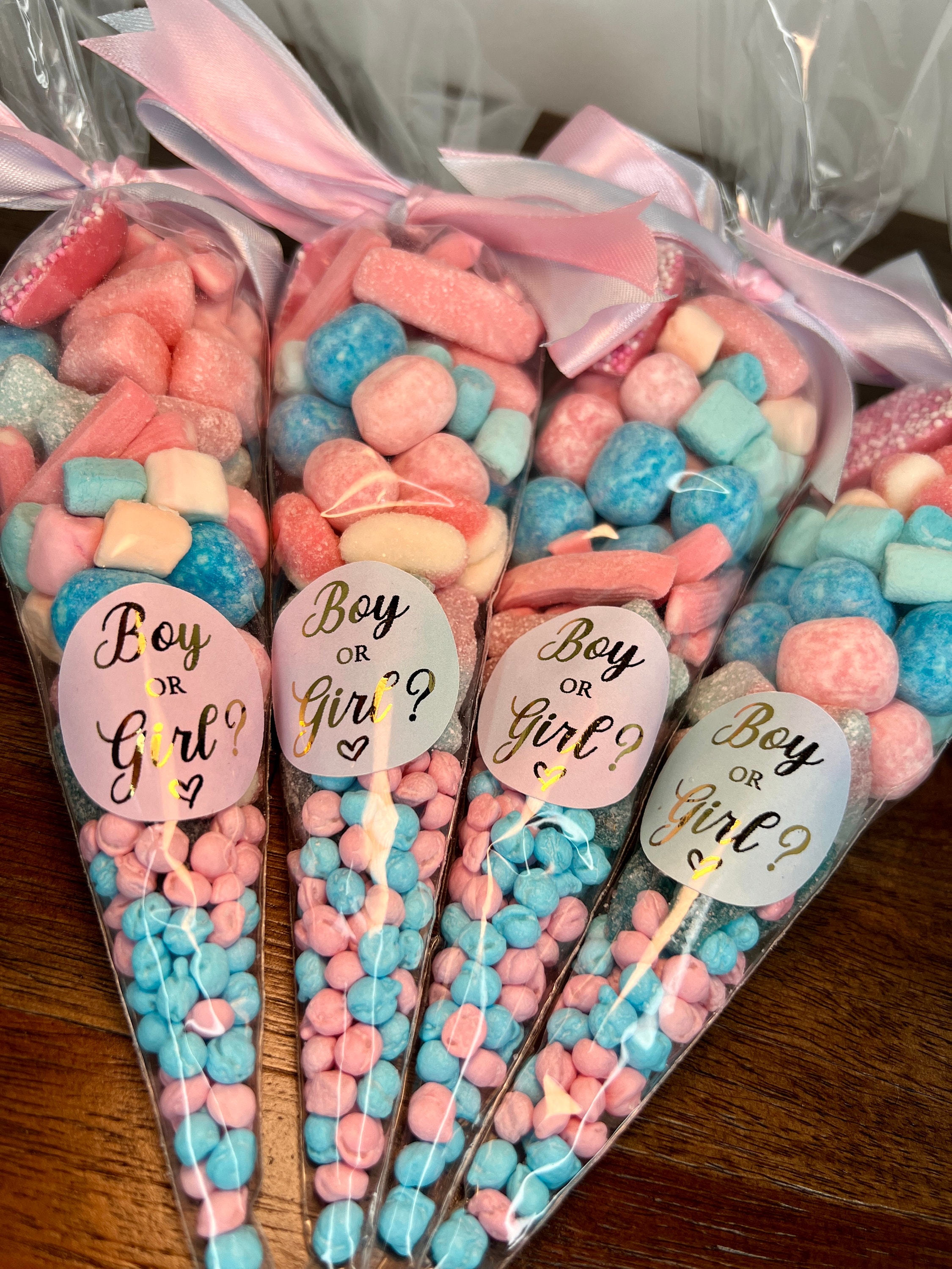 Gender Reveal Sweet Favours, Baby Shower Sweet Cones, Boy or Girl Sweet ...