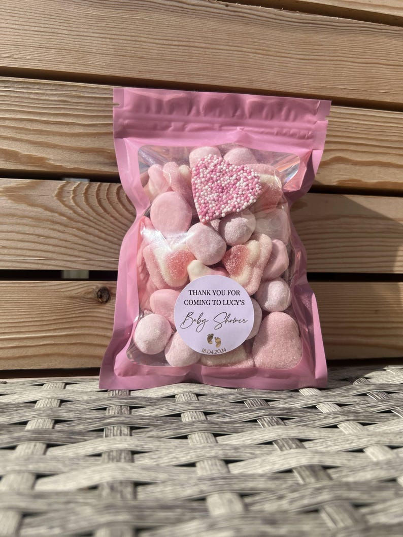 Personalised Baby Shower Thank You Sweet Favour - Sweet Cone, Bag, Box ...