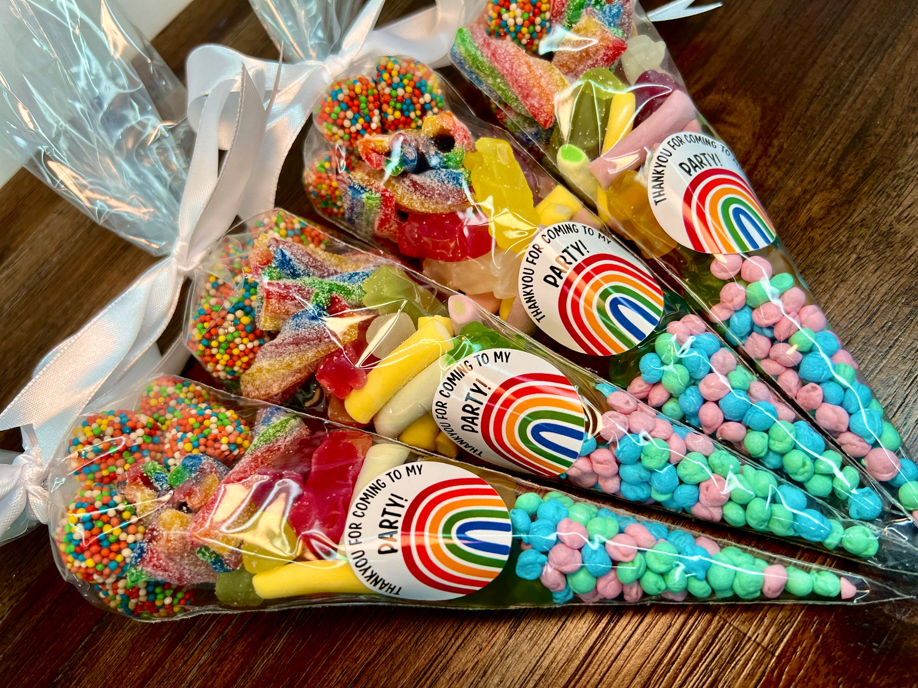 Rainbow Birthday Party Favours, Sweet Cone Treats, Party Bag Fillers ...