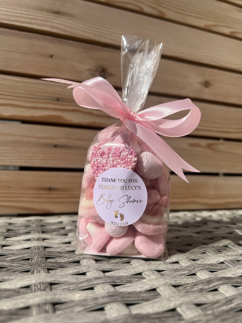 Personalised Baby Shower Thank You Sweet Favour - Sweet Cone, Bag, Box ...