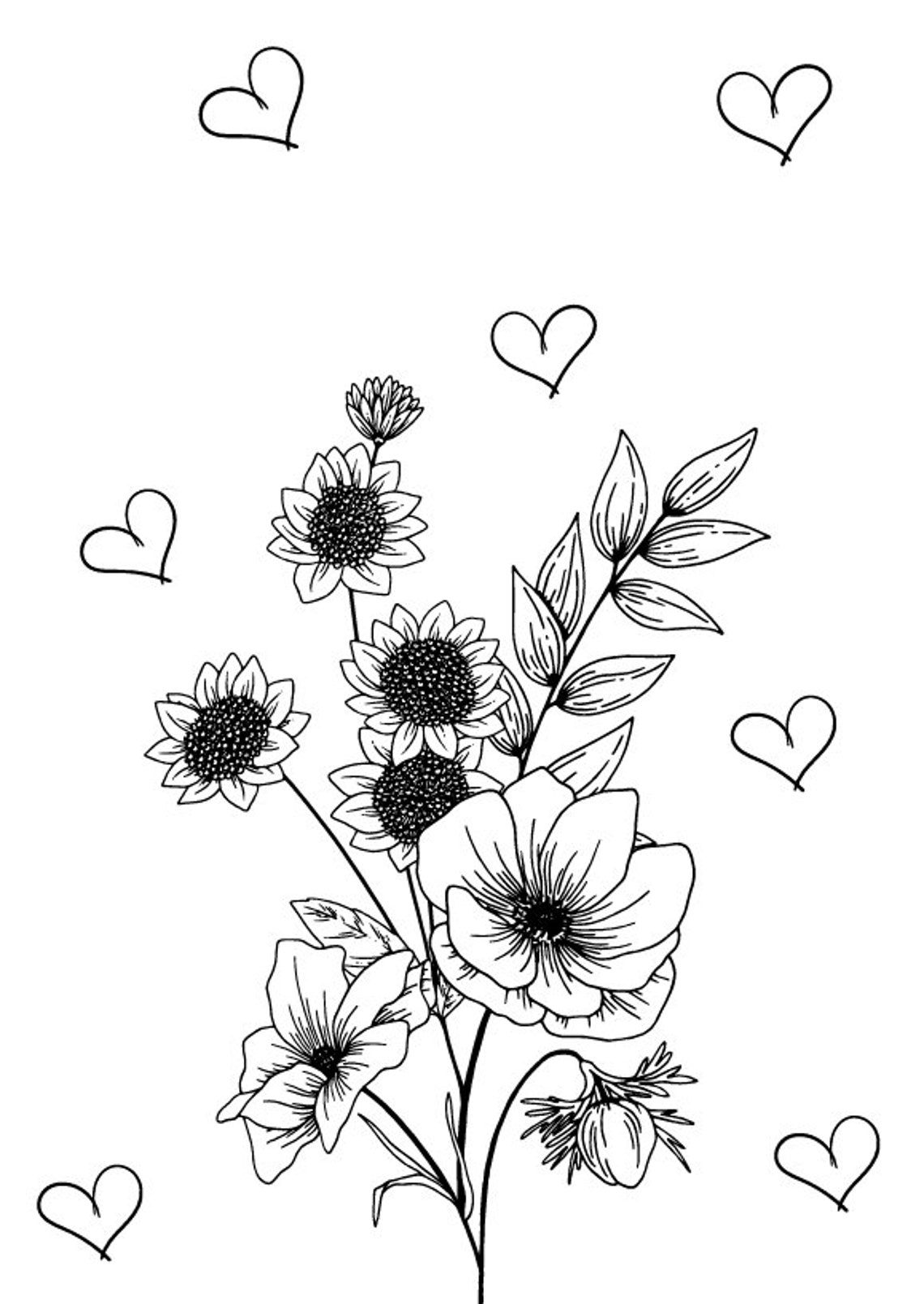 Valentines Day Digital Coloring Book Pages - Etsy