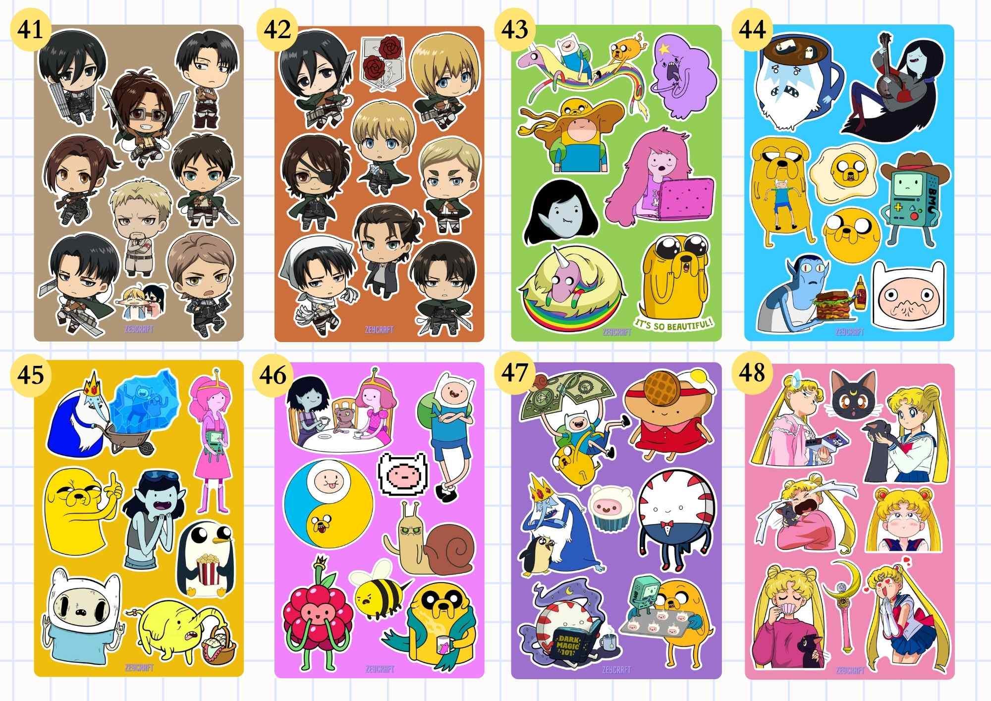 3 Matte Sticker Sheets, Anime Stickers, Sticker Pack, Sticker Bundle ...