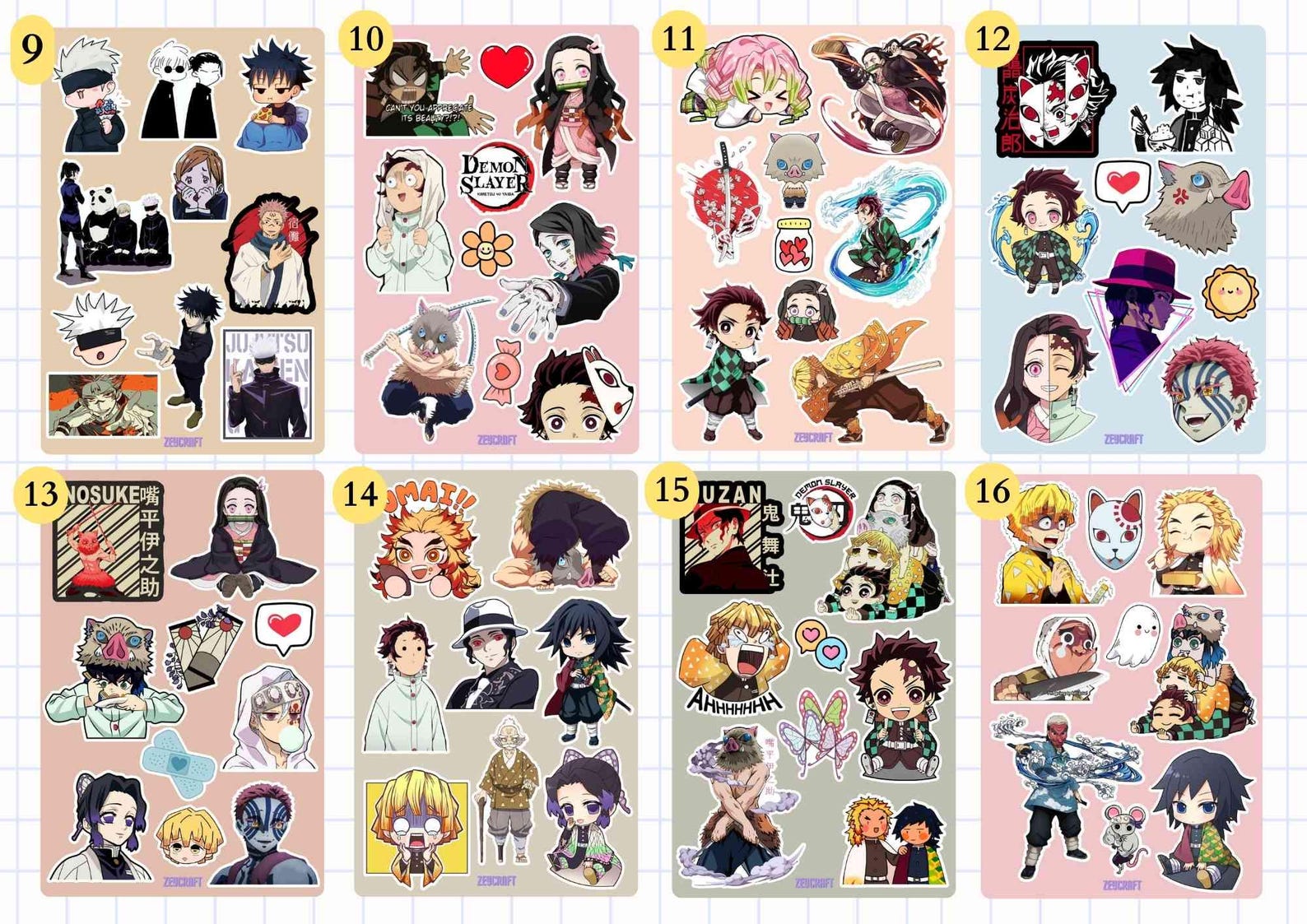 3 Matte Sticker Sheets, Anime Stickers, Sticker Pack, Sticker Bundle ...