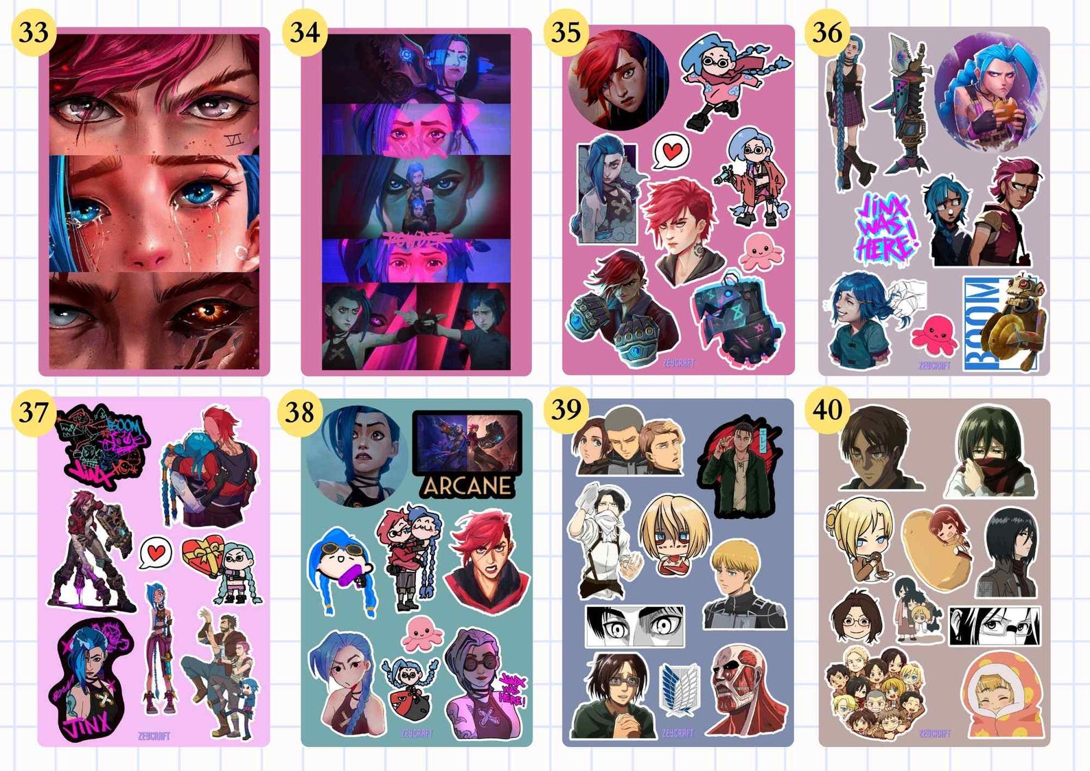 3 Matte Sticker Sheets, Anime Stickers, Sticker Pack, Sticker Bundle ...