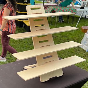 2 Pack 4 Tier 30 Shelves Portable Wood Display Craft Show, Market Fair ...