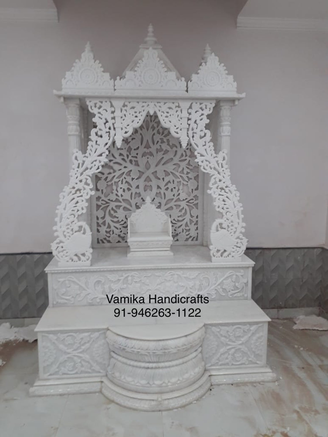 Large Size White Marble Temple With Engraved Work / Jali Work - Etsy