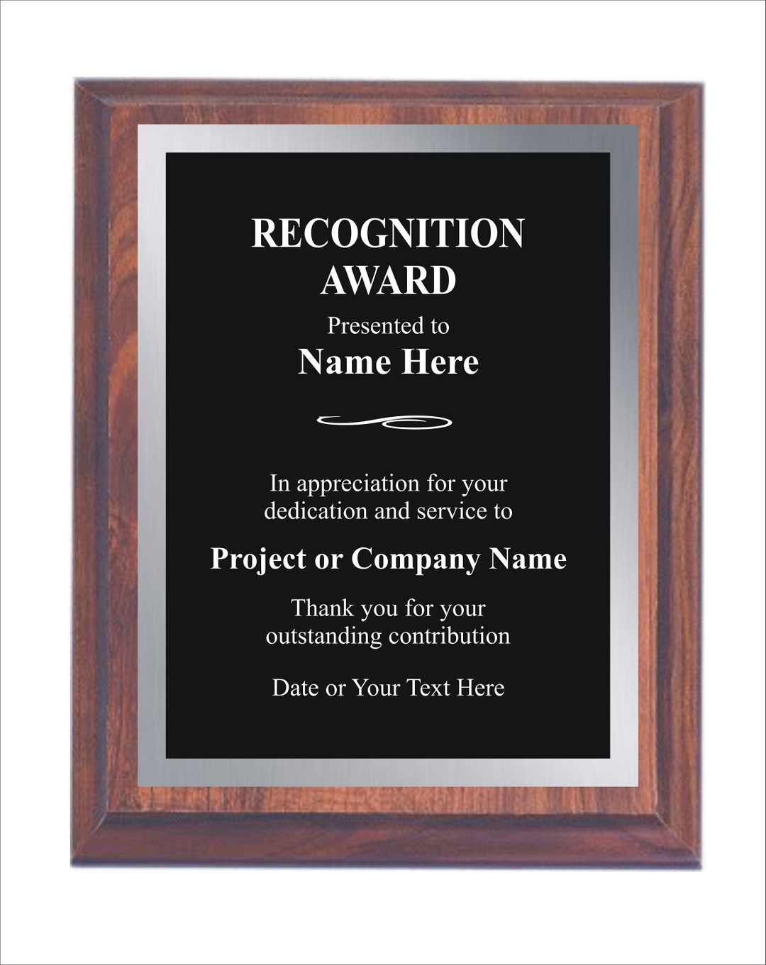 Award Plaques - Brown Woodgrain Board, Black With Silver Plate, Bleed ...
