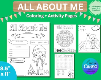 Daisy Girl Scout Activity - All About Me - Printable Instant Download ...