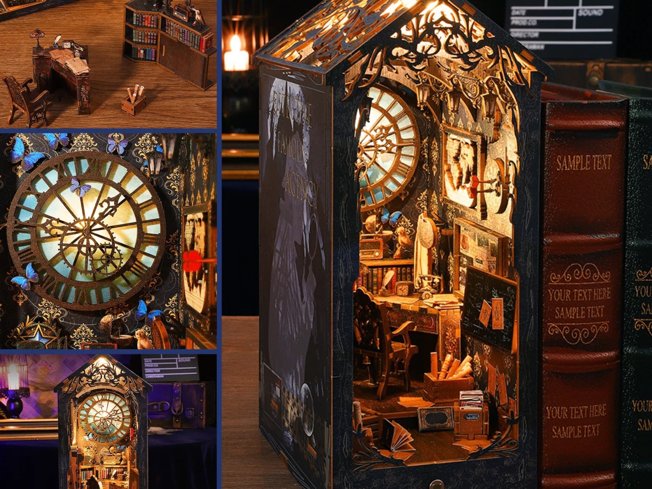 Book Nook Kit 3D Wooden Bookshelf Miniature Building Kit Creative Model ...