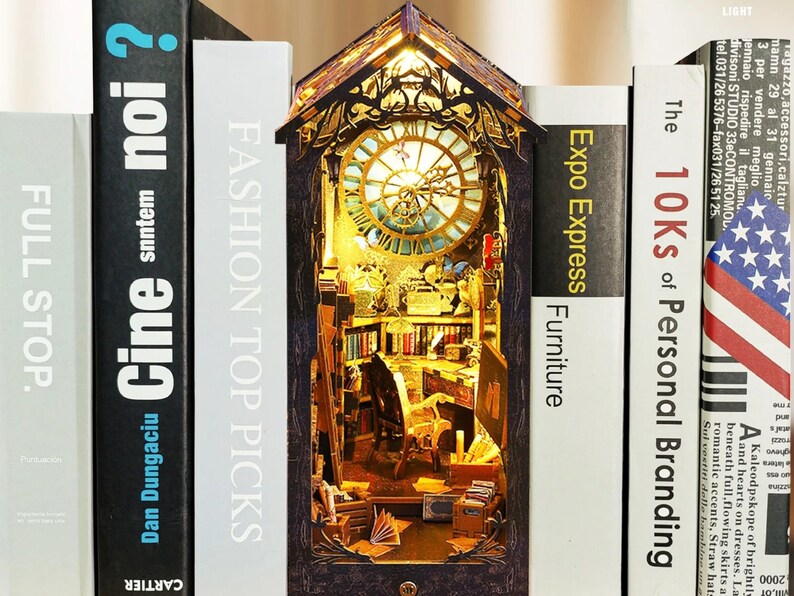 Book Nook Kit 3D Wooden Bookshelf Miniature Building Kit Creative Model ...