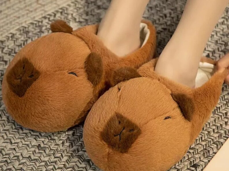 Cute Cartoon Capybara Cotton Slippers Half-wrap Heel, Soft and Non-slip ...