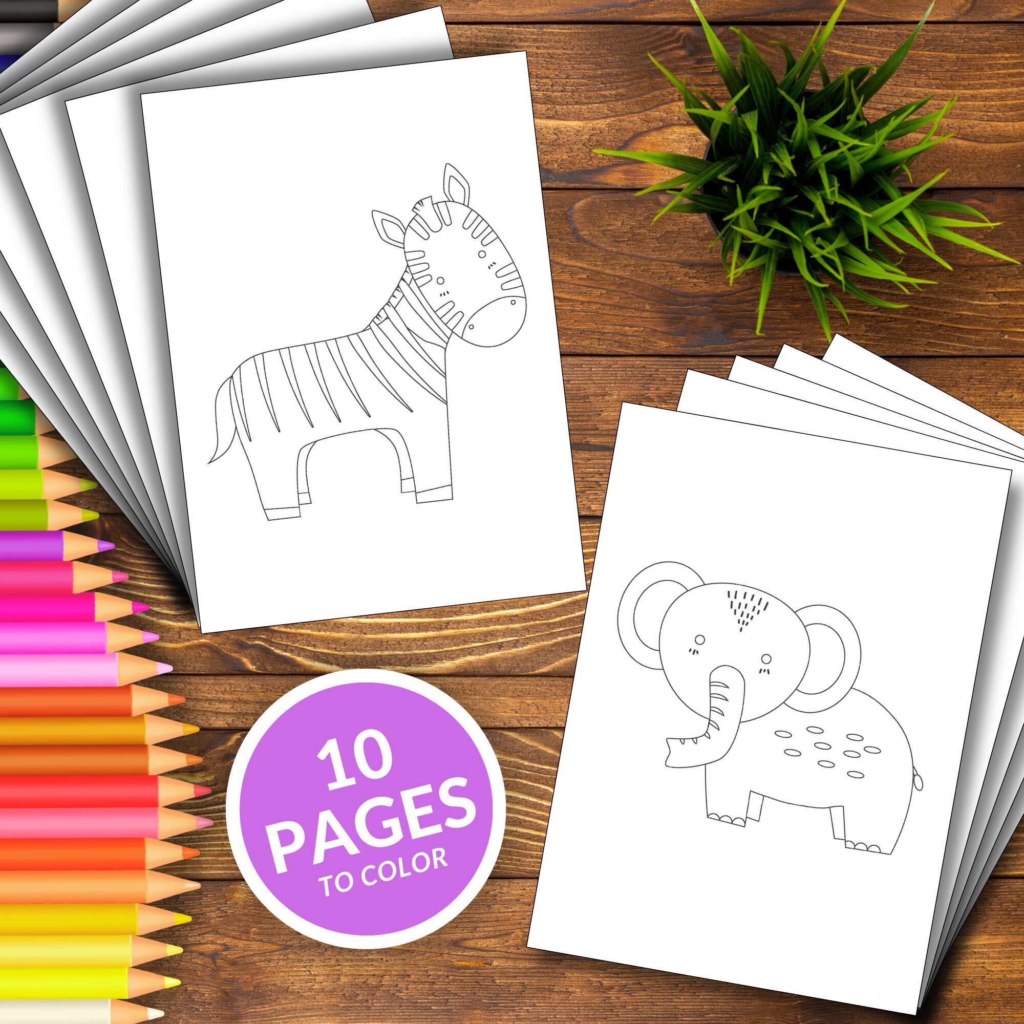 Baby Animals Printable Coloring Pages, Cute Animals Coloring Book, Easy ...
