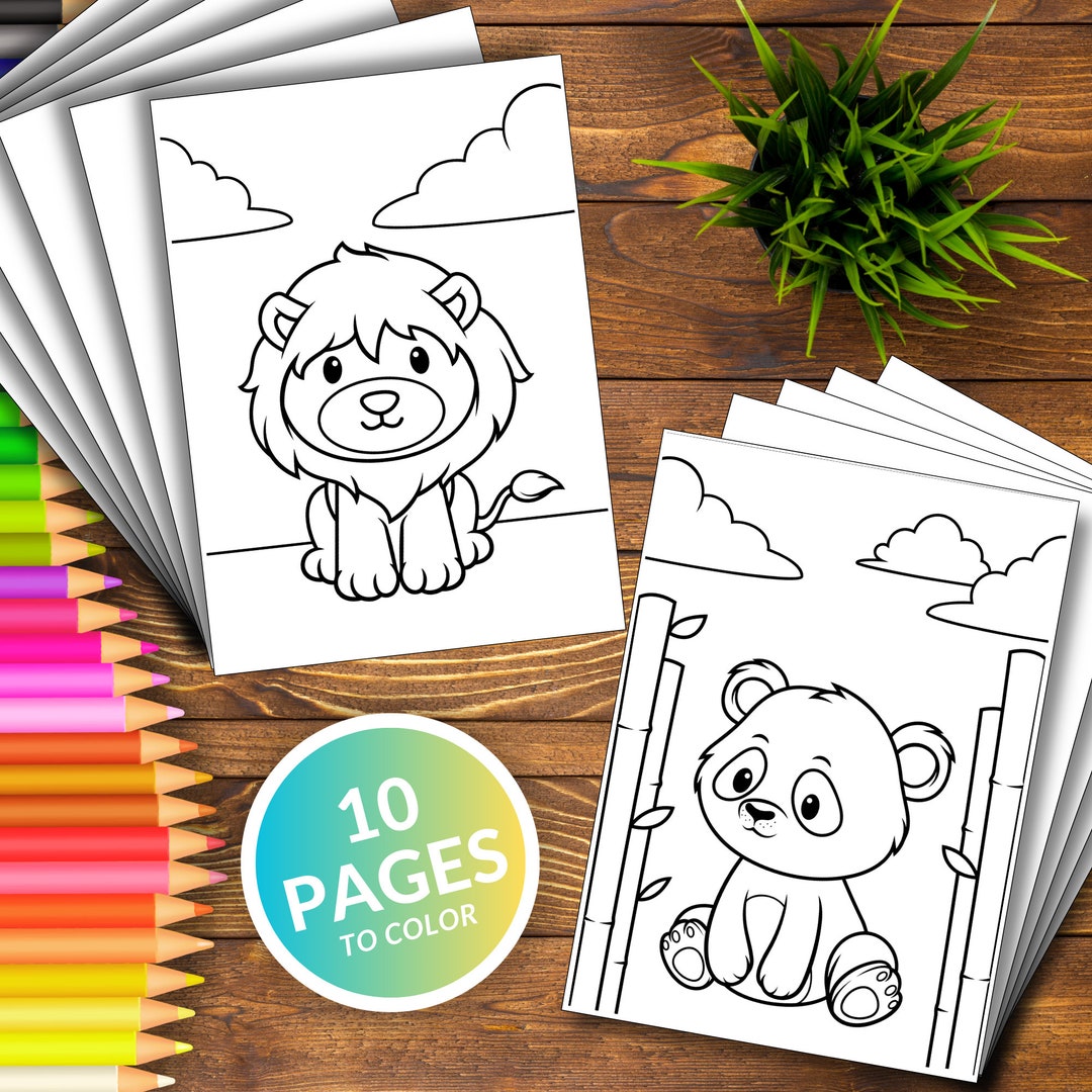 Cute Animals Printable Coloring Pages, Cute Animals Coloring Book, Easy ...