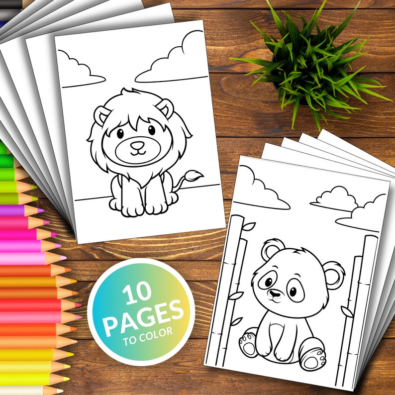 Cute Animals Printable Coloring Pages, Cute Animals Coloring Book, Easy ...