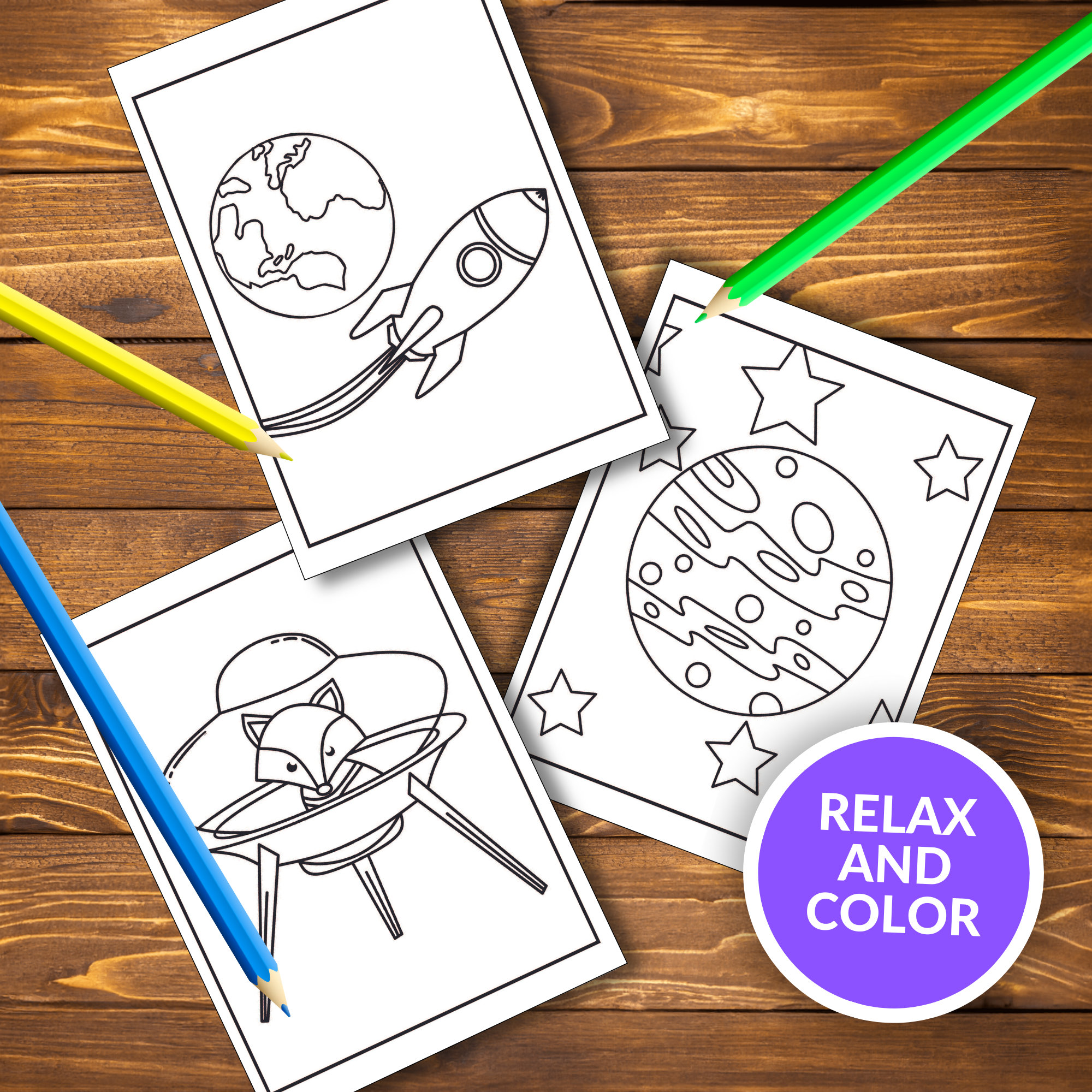 Space Printable Coloring Pages, Space Coloring Book, Easy and Pretty ...