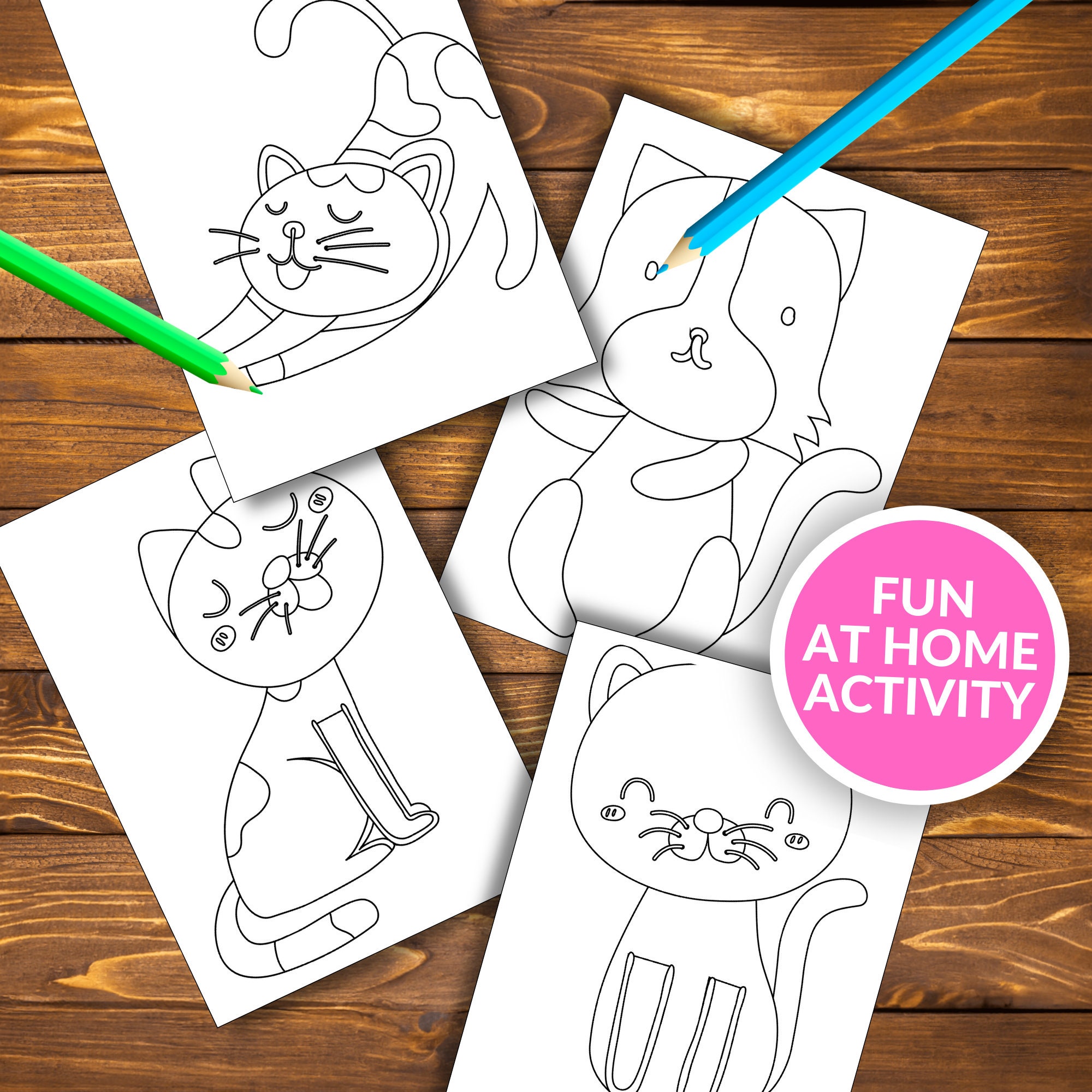 Funny Cats Printable Coloring Pages, Funny Cats Coloring Book, Easy and ...