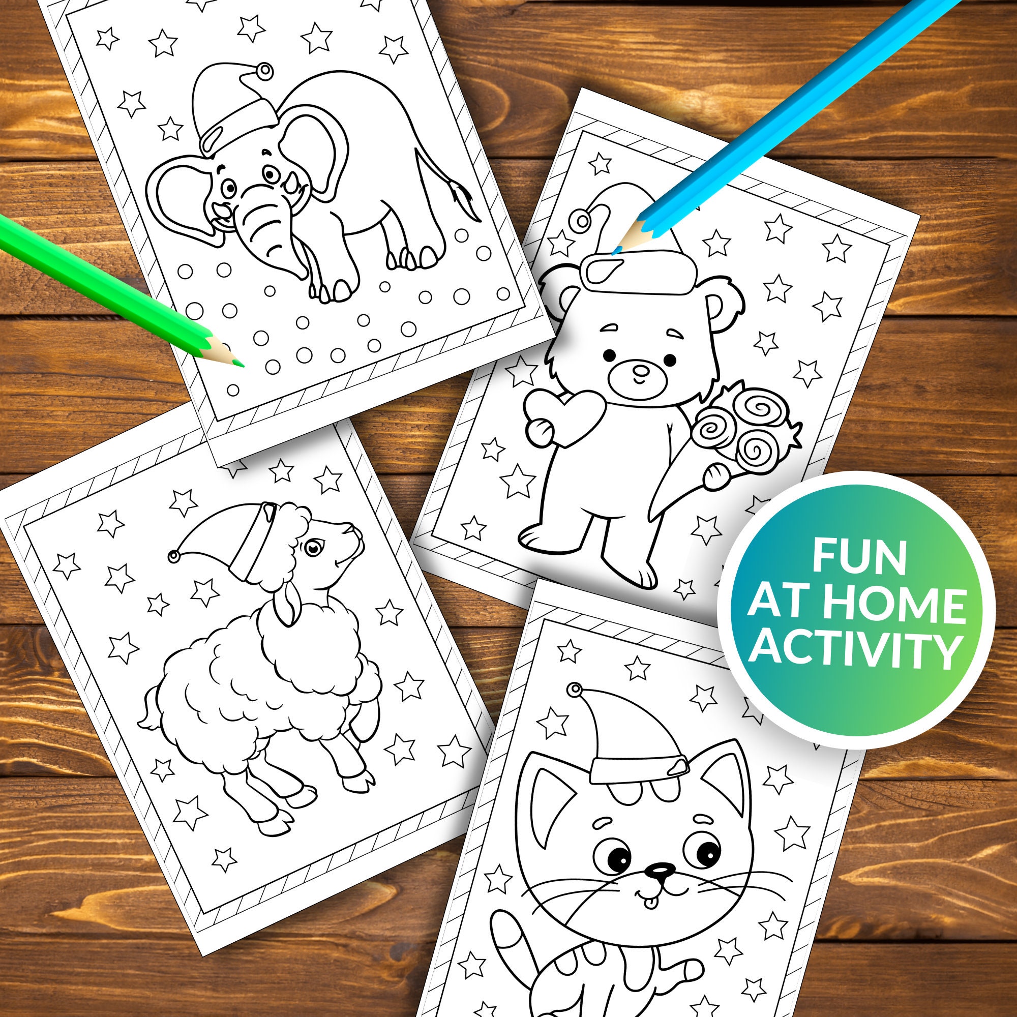 Christmas Printable Coloring Pages, New Year Coloring Book, Easy and ...