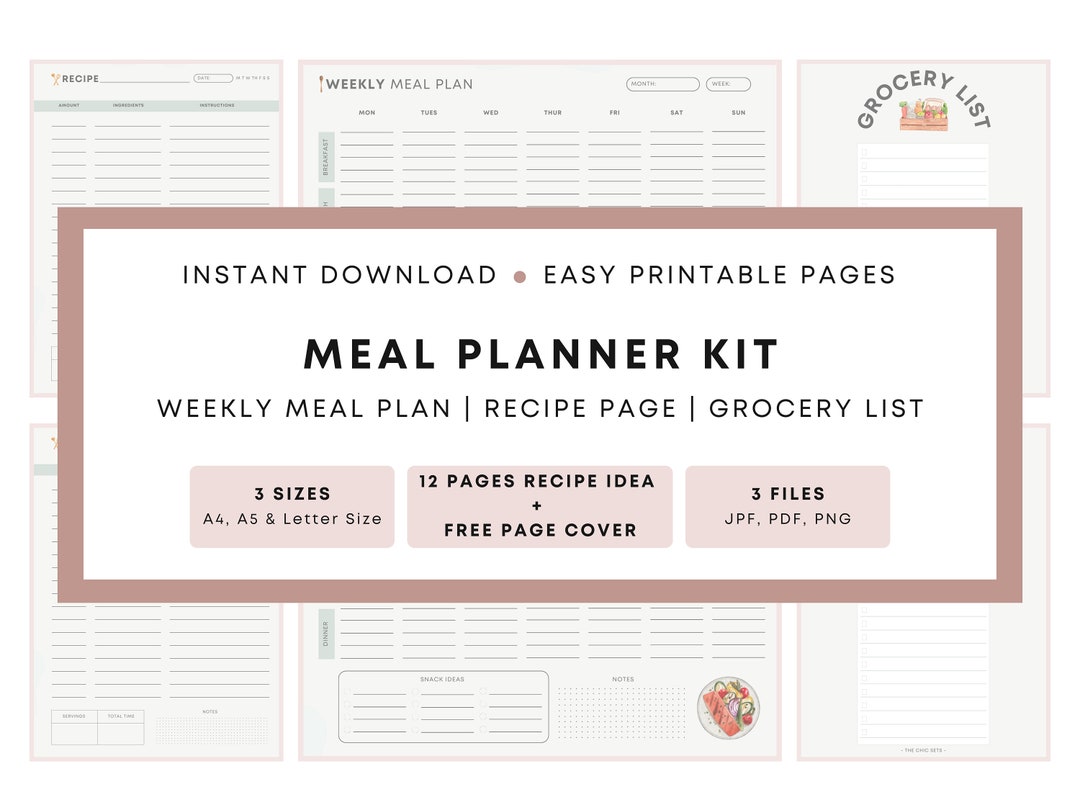 Weekly Meal Planner With Grocery List Weekly Meal Plan Recipe Page ...