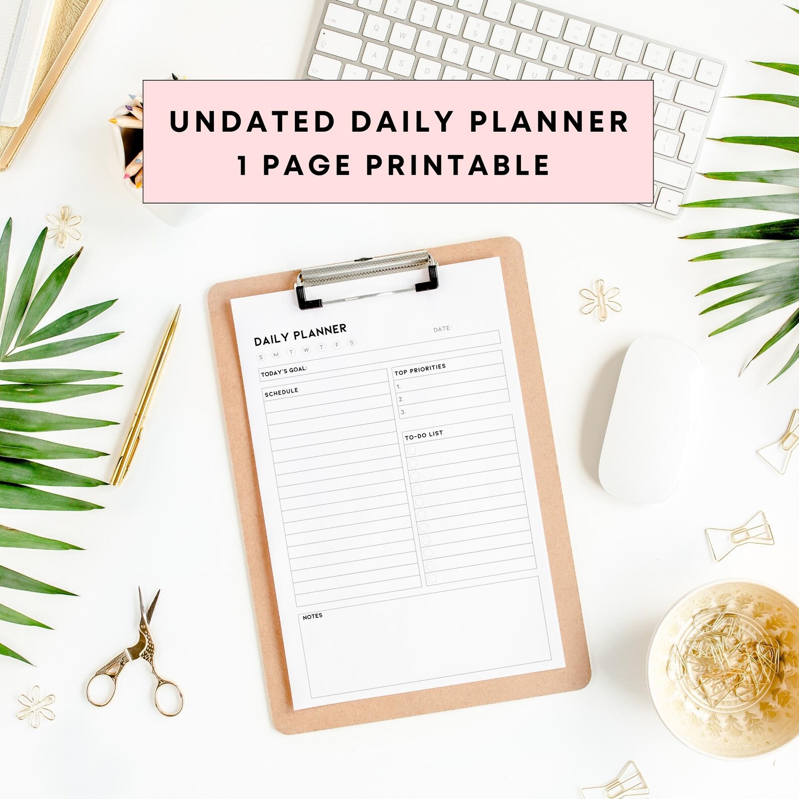 Undated Daily Planner Printable Planner Printable Daily - Etsy