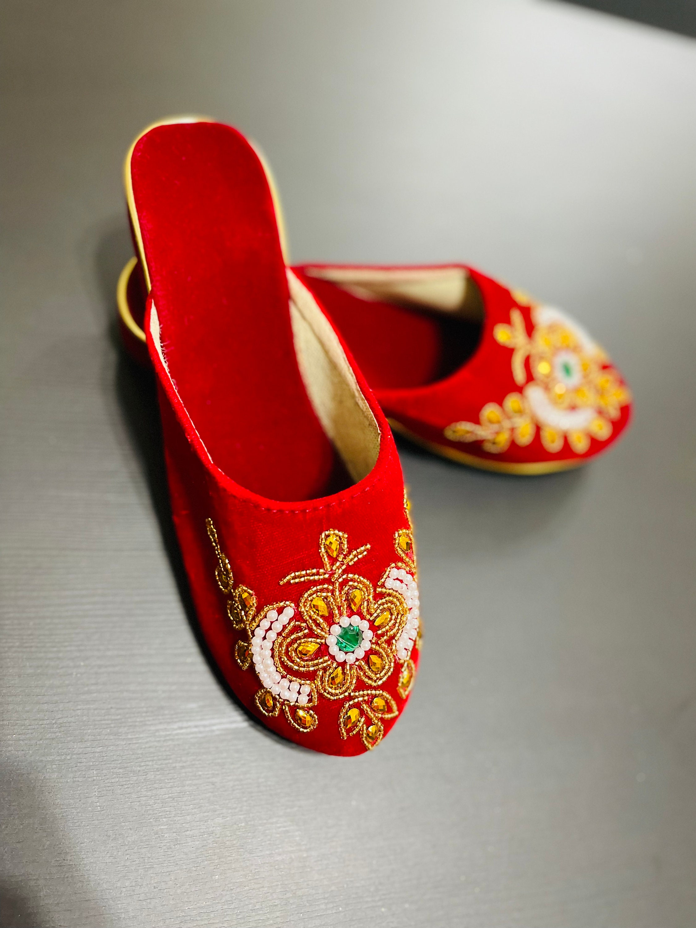 Velvet Shoes With Gold Embroidery Are Traditional Nepali Wedding Shoes ...