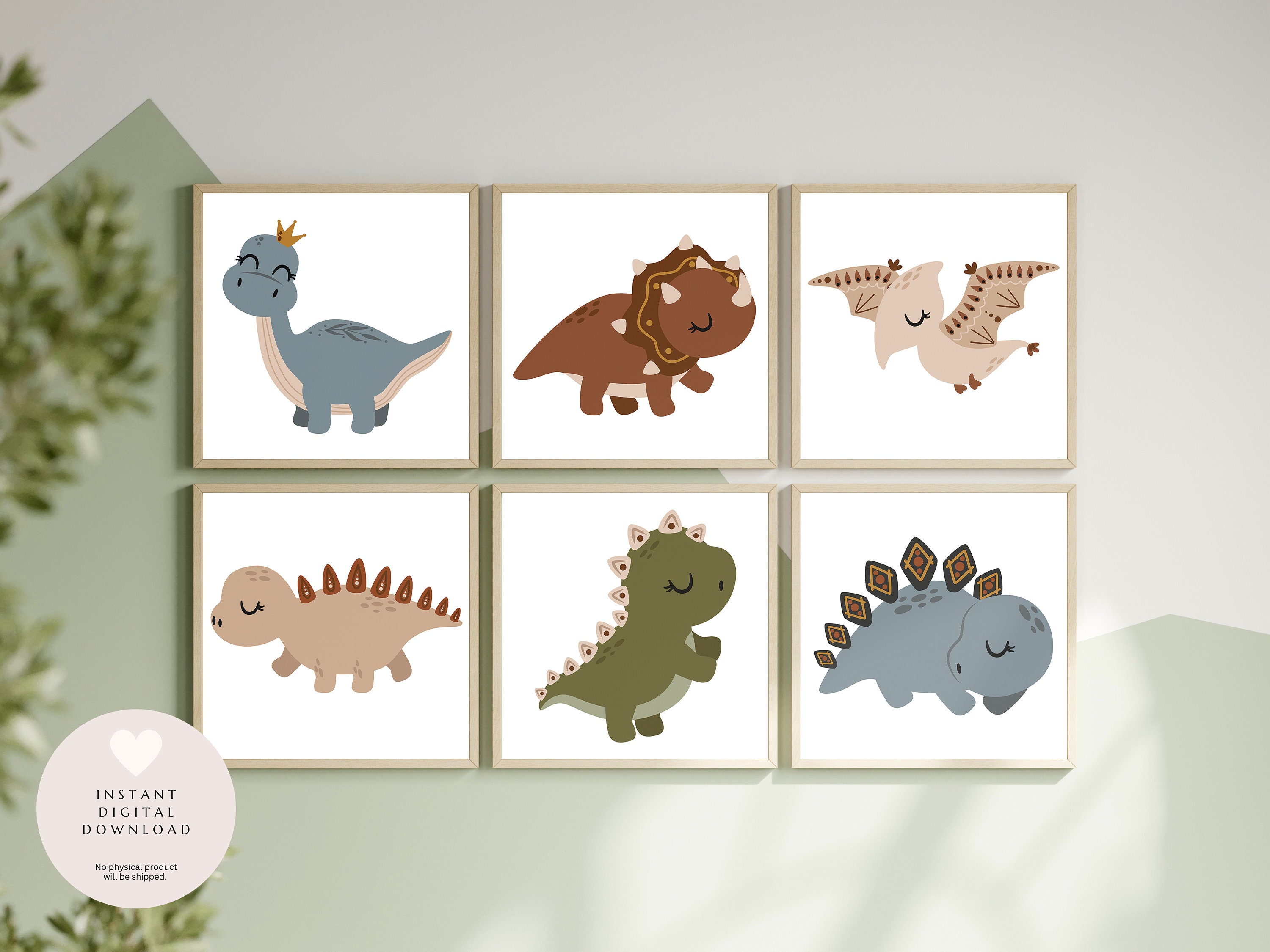 Adorable Set of 6 Boho Dinosaur Printables for Baby Nursery or Child's ...