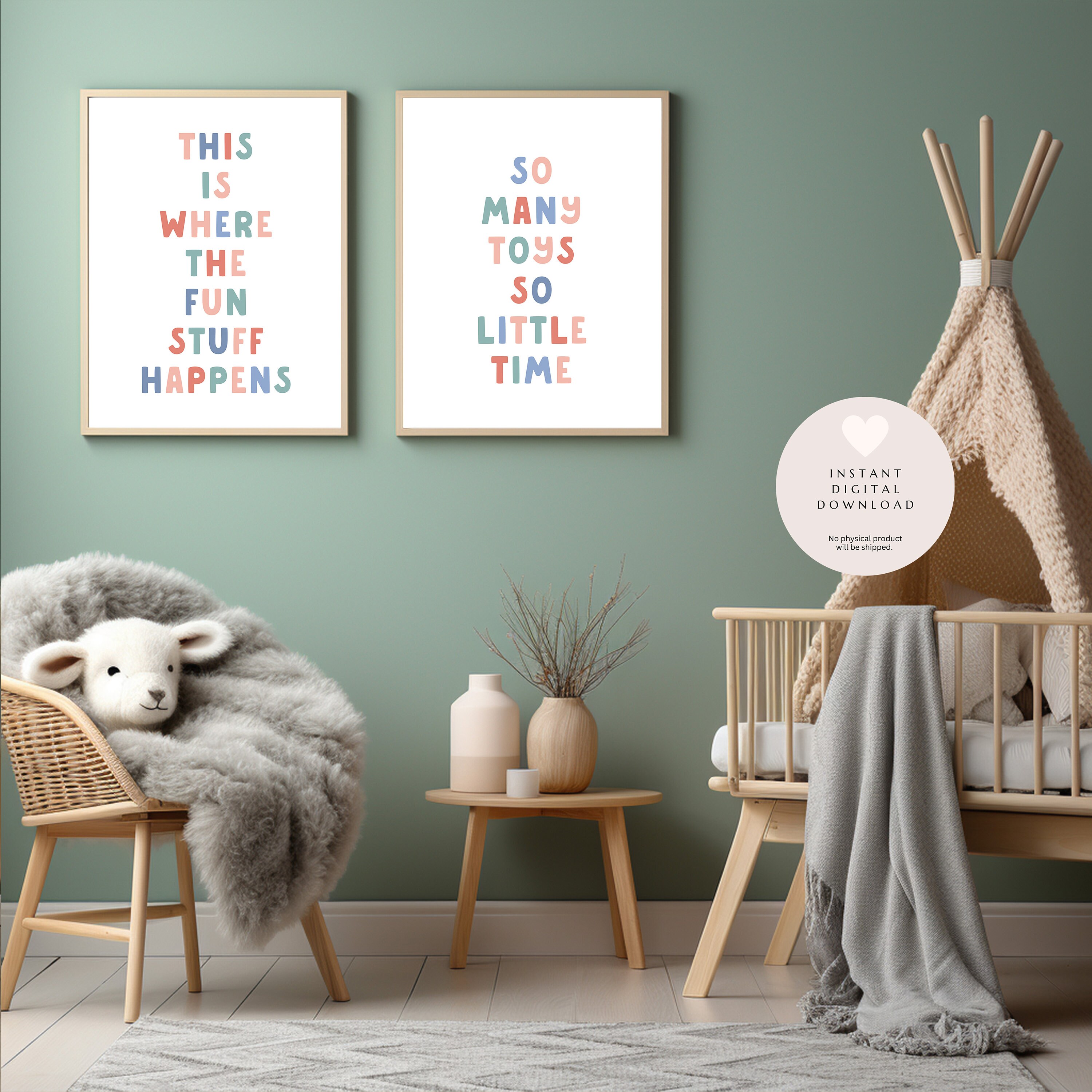 Muted Colorful Playroom Wall Art Quotes - Set of 2 Printable Files ...