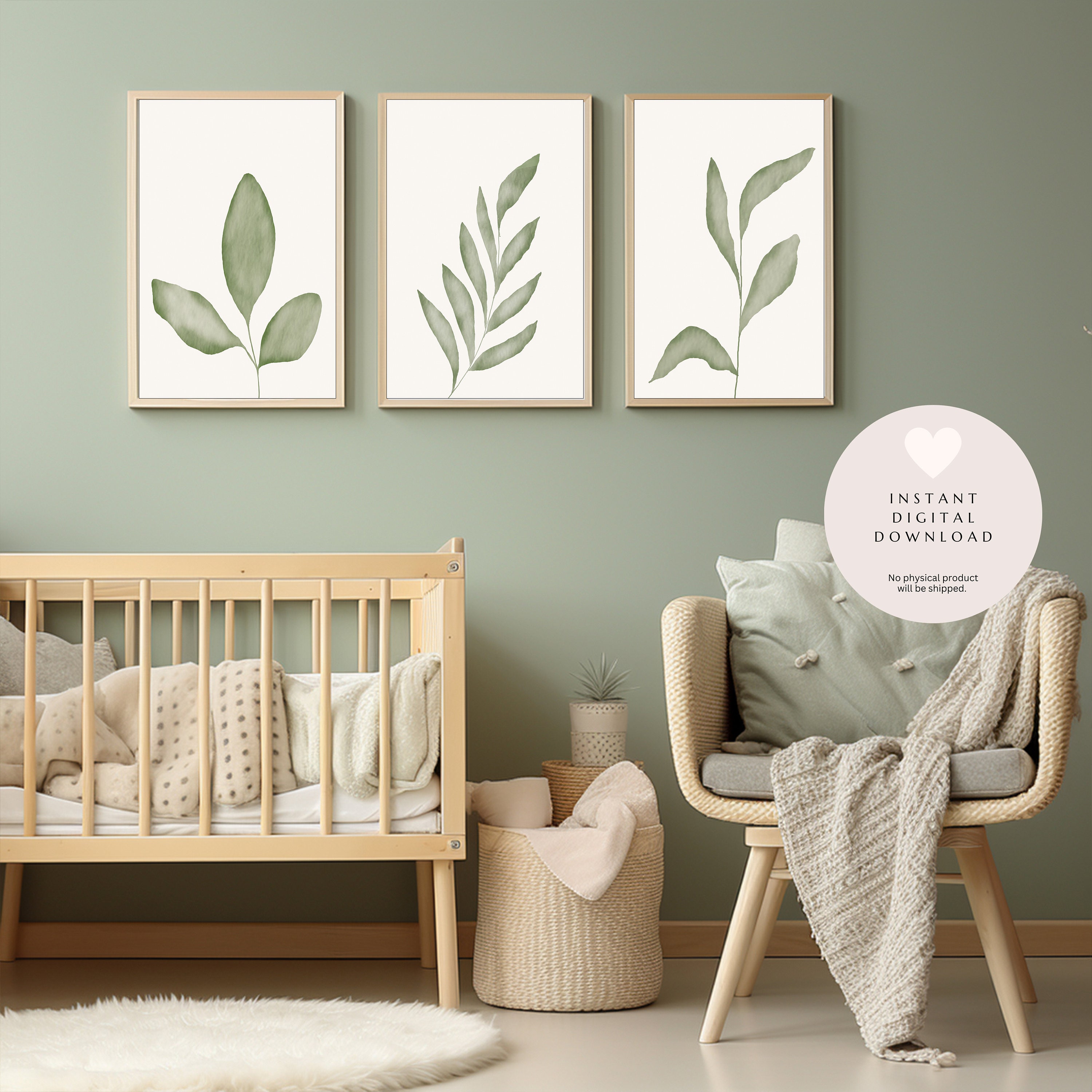 Watercolor Greenery Wall Art - Set of 3 Printable Files | Modern Home ...