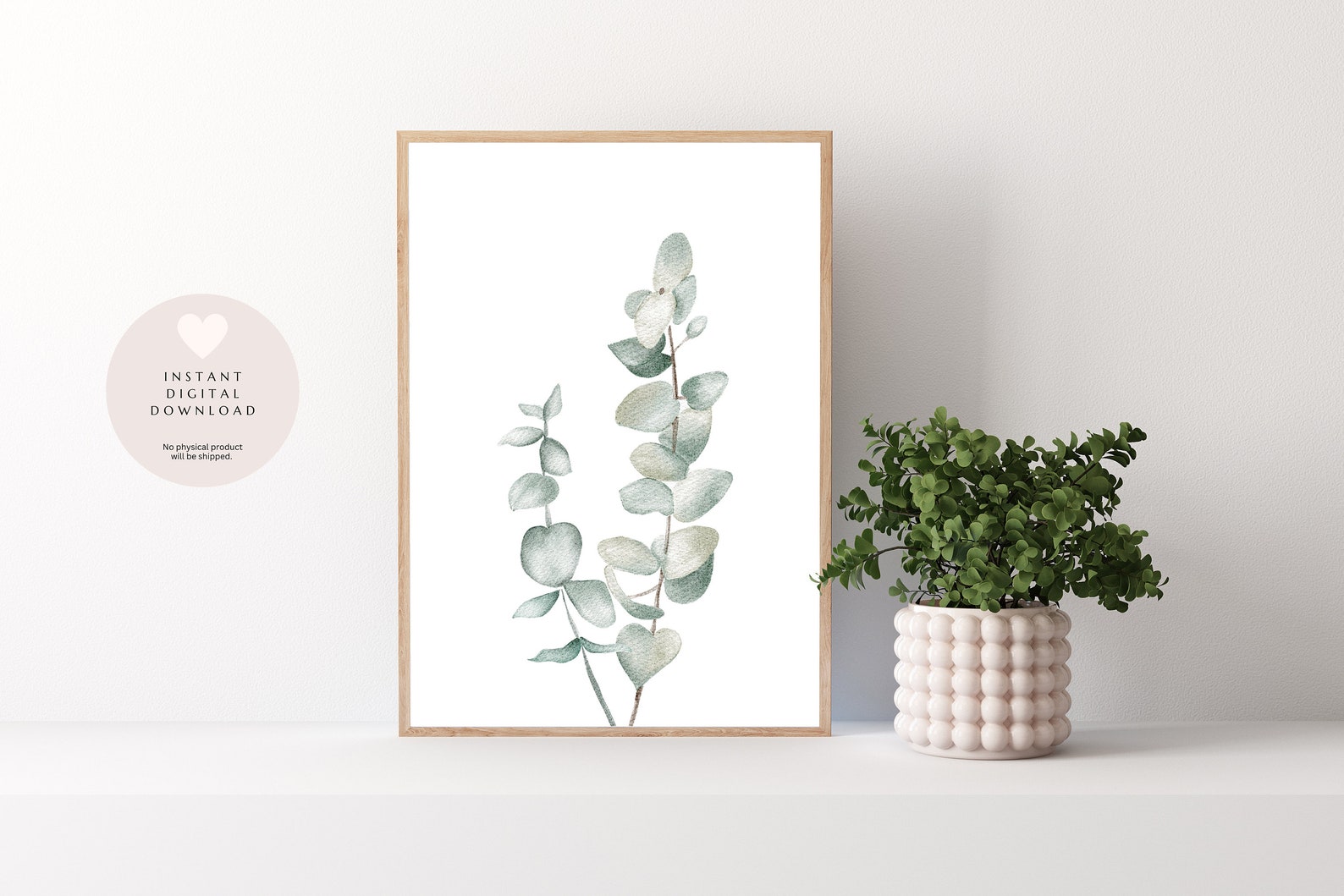 Watercolor Eucalyptus Greenery Printable Wall Art for Baby Nursery or ...