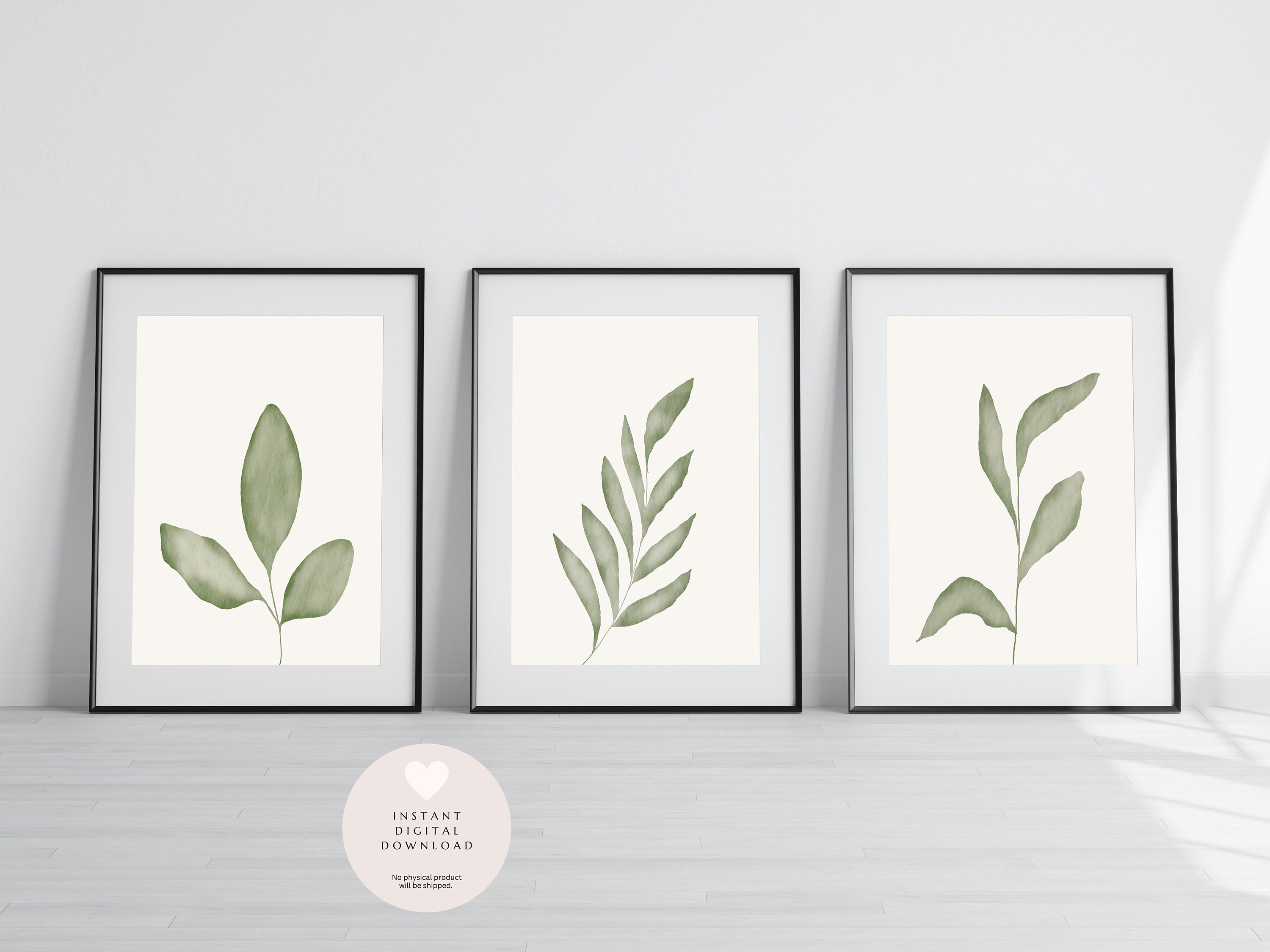 Watercolor Greenery Wall Art - Set of 3 Printable Files | Modern Home ...