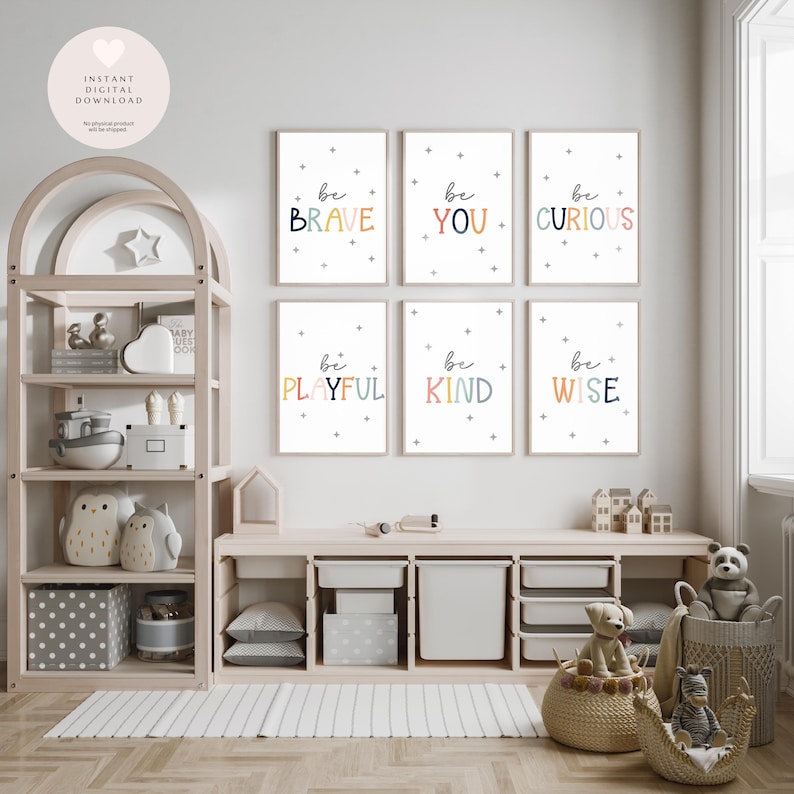 Set of 6 Kids' Affirmations Printable Wall Art | Be Brave, Be Curious ...