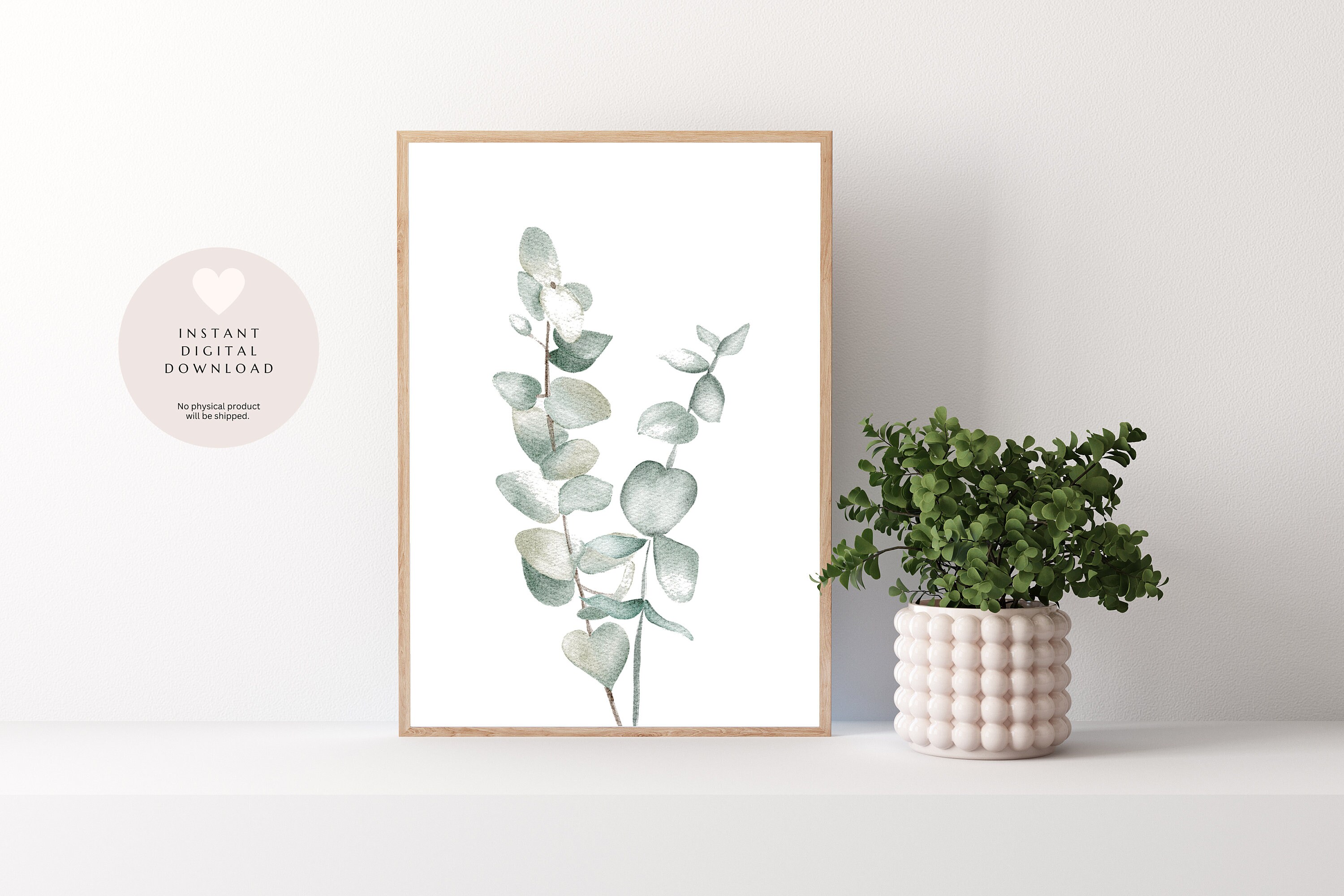 Watercolor Eucalyptus Greenery Printable Wall Art for Baby Nursery or ...