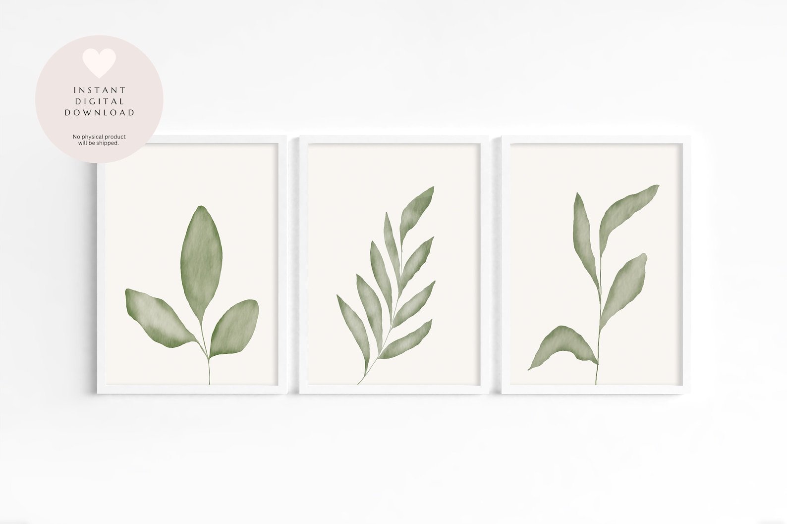 Watercolor Greenery Wall Art - Set of 3 Printable Files | Modern Home ...