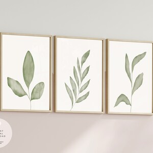 Watercolor Greenery Wall Art - Set of 3 Printable Files | Modern Home ...