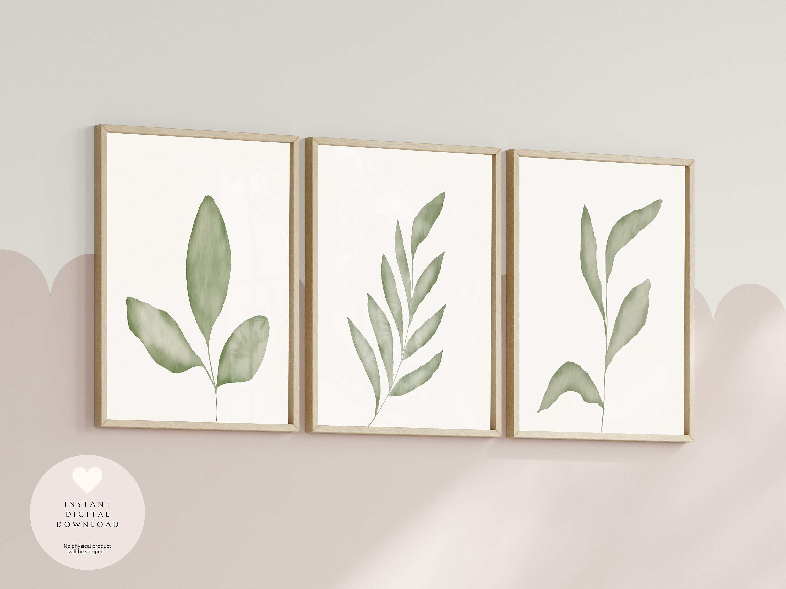 Watercolor Greenery Wall Art - Set of 3 Printable Files | Modern Home ...
