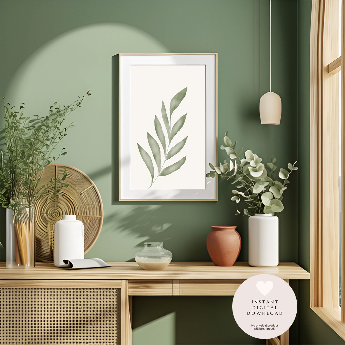 Watercolor Greenery Wall Art Set of 3 Printable Files Modern Home Decor ...