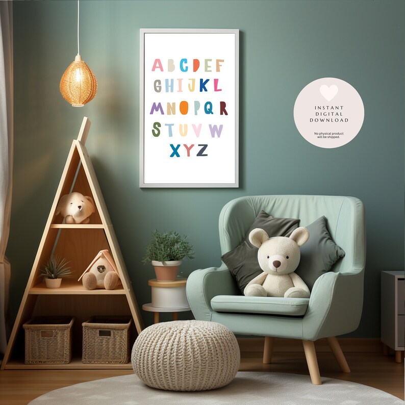 Colorful Abcs Printable Wall Art for Playroom | Homeschool Decor ...