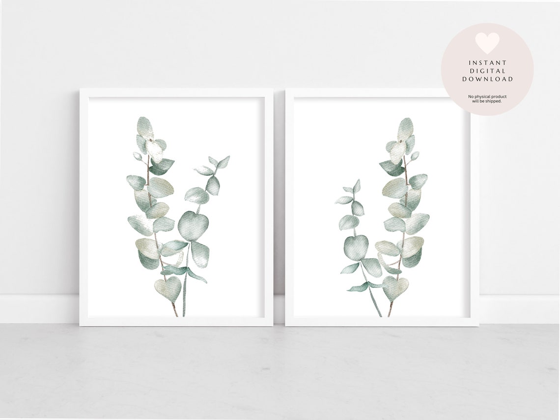 Watercolor Eucalyptus Greenery Printable Wall Art for Baby Nursery or ...