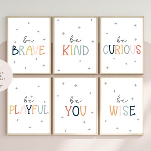 Set of 6 Kids' Affirmations Printable Wall Art | Be Brave, Be Curious ...