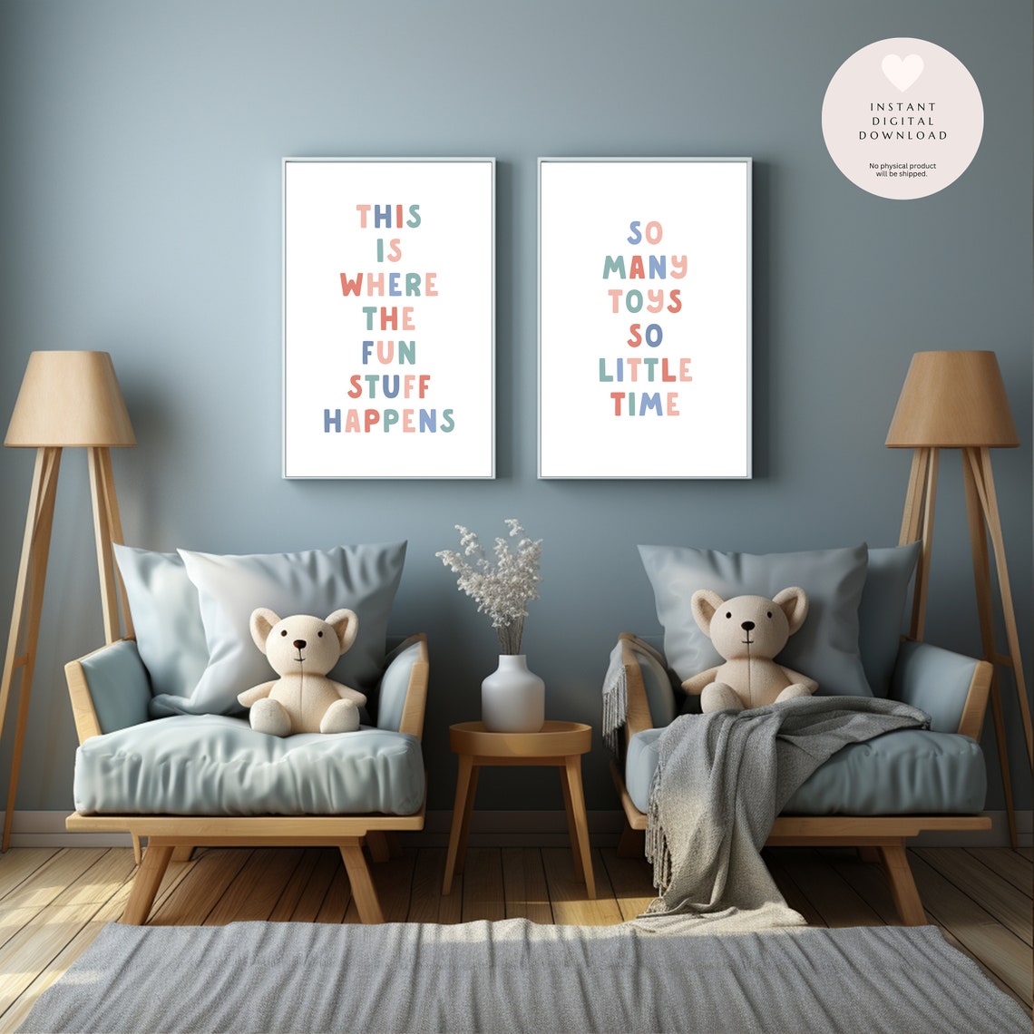 Muted Colorful Playroom Wall Art Quotes - Set of 2 Printable Files ...