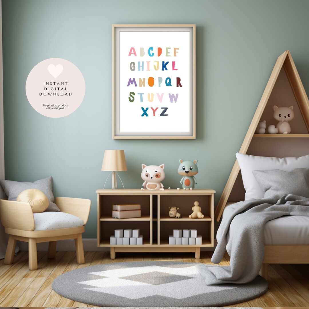 Colorful Abcs Printable Wall Art for Playroom | Homeschool Decor ...