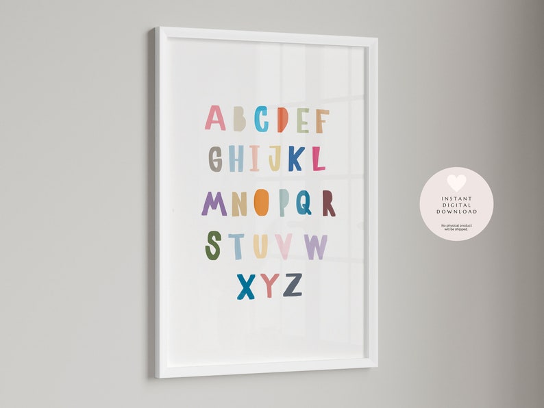 Colorful Abcs Printable Wall Art for Playroom | Homeschool Decor ...
