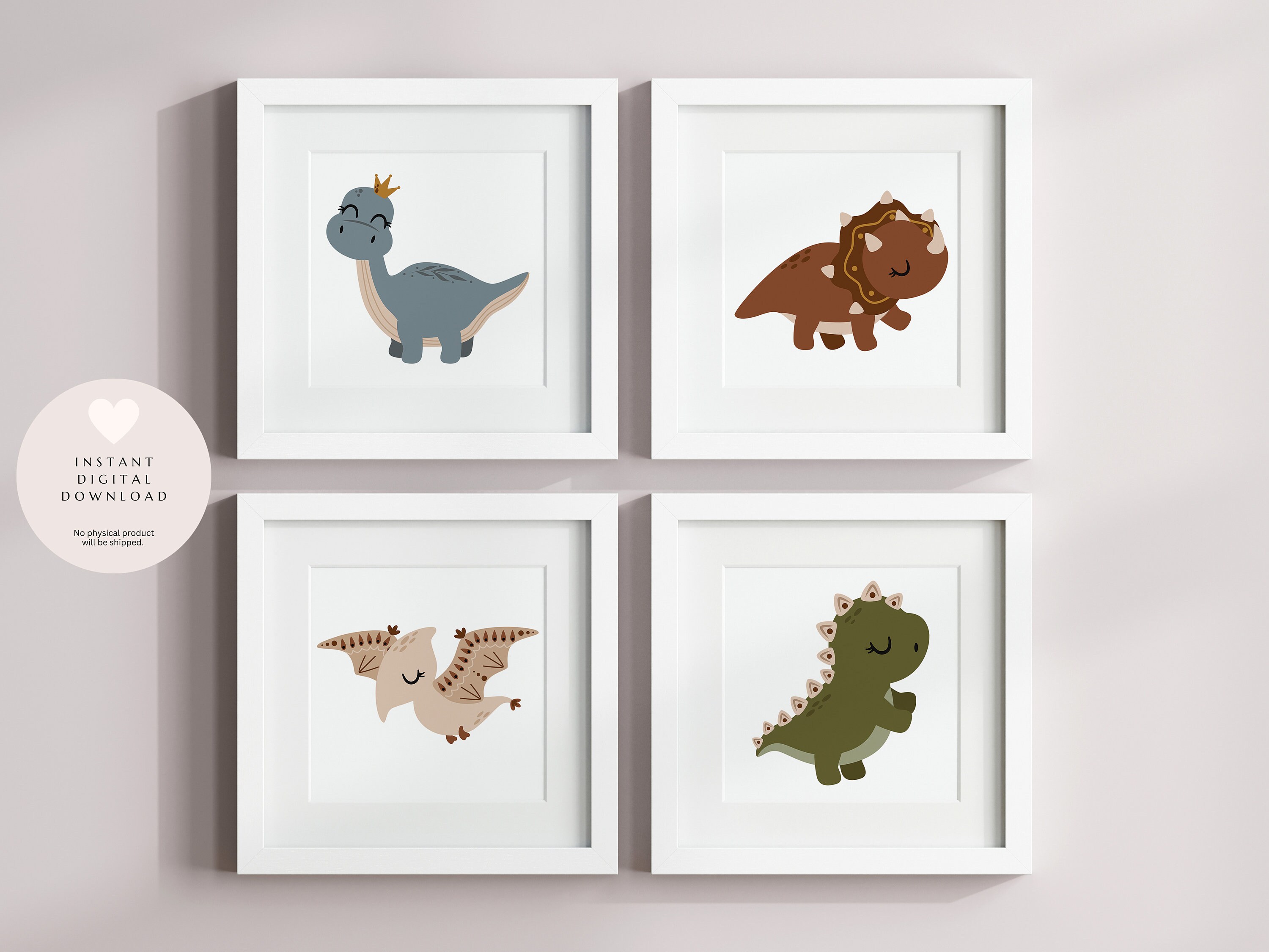 Adorable Set of 6 Boho Dinosaur Printables for Baby Nursery or Child's ...