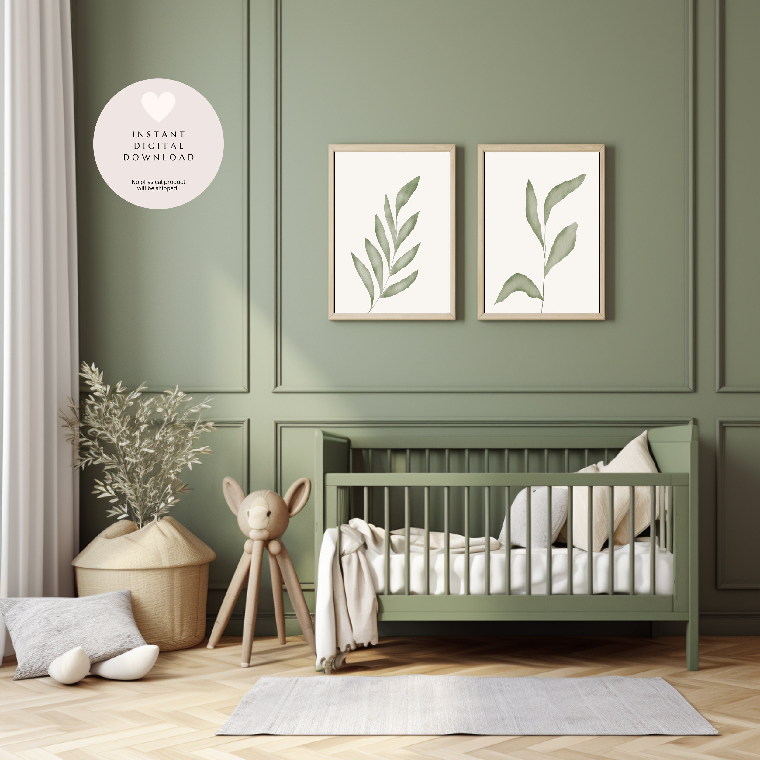 Watercolor Greenery Wall Art - Set of 3 Printable Files | Modern Home ...