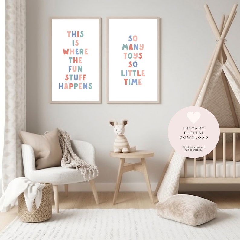 Muted Colorful Playroom Wall Art Quotes - Set of 2 Printable Files ...