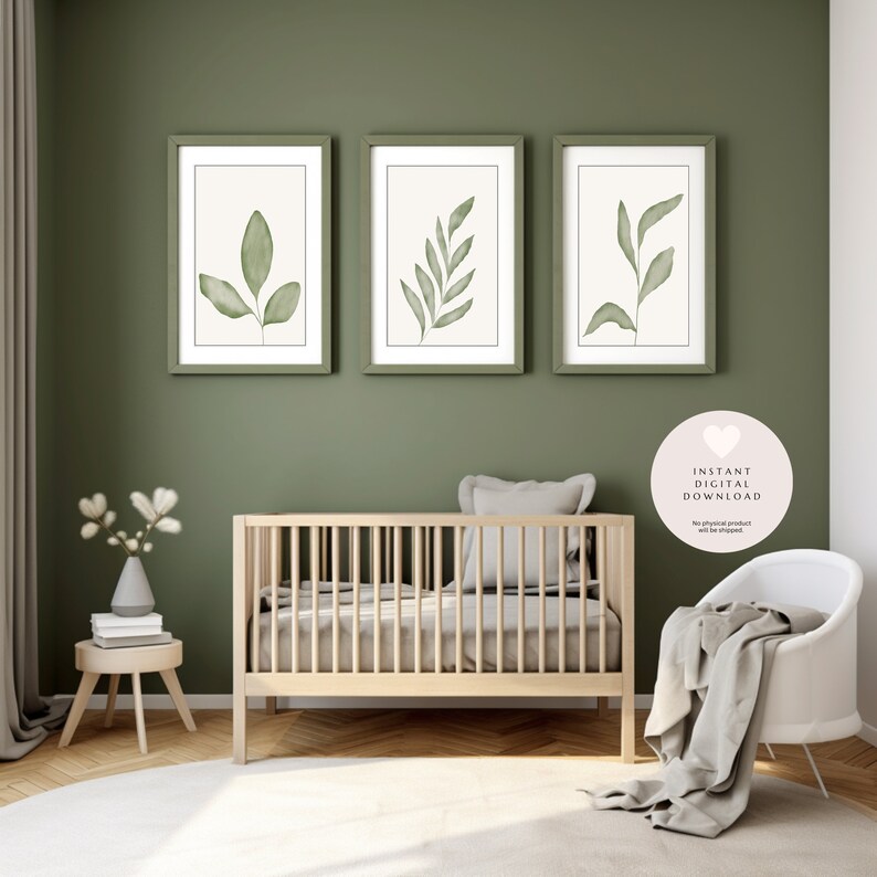 Watercolor Greenery Wall Art - Set of 3 Printable Files | Modern Home ...