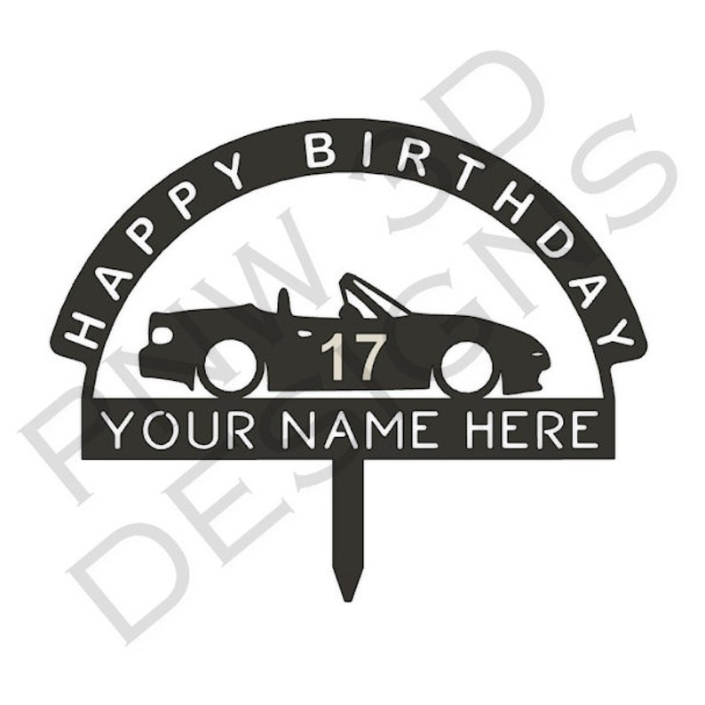 Birthday Cake Topper| Miata Cake Topper | Personalized Cake Topper ...