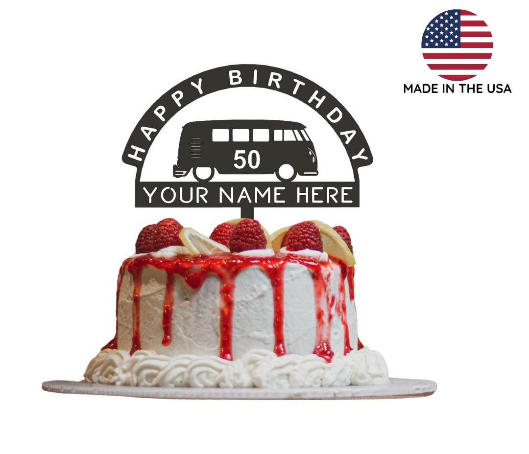 Birthday Cake Topper VW Bus Cake Topper Personalized Cake Topper Car ...