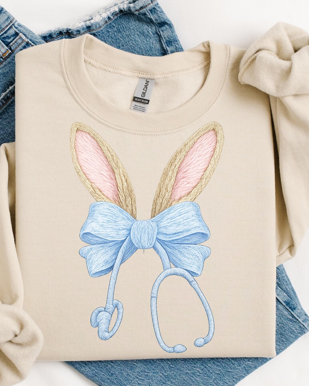 Easter Bunny Ears Clipart PNG, Bunny Ears With Blue Bow, Baby Bunny ...