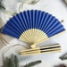 Royal Blue Fans Personalised Silk Fans With Silk Bag, Folding Hand Fan ...